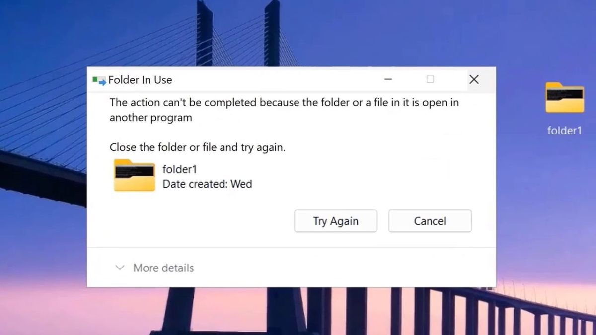 Lỗi The action cannot be completed because the folder or a file in it is open in another program ...